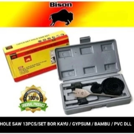 Jual bison hole saw 13pcs / set ( mata bor kayu / bambu / pvc / paralon ...