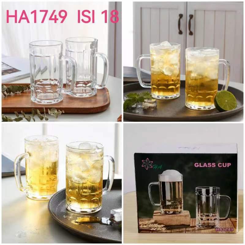 Jual 2pcs Gelas bir gagang kaca / Glass cup 350ml HA 1749 | Shopee Indonesia