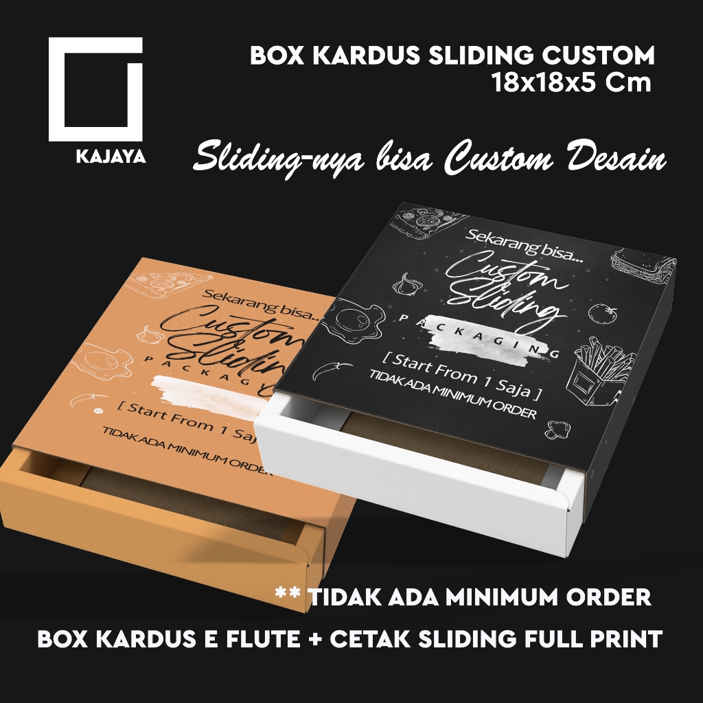 Jual Kardus Custom Sliding 18x18x5 cm Box Hampers Wedding Souvenir Buku ...