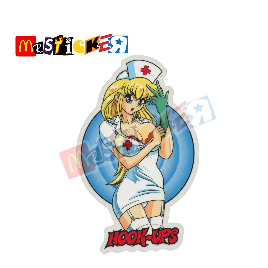 Jual sticker hook ups skateboards anime Nurse graphic logo diecut ...