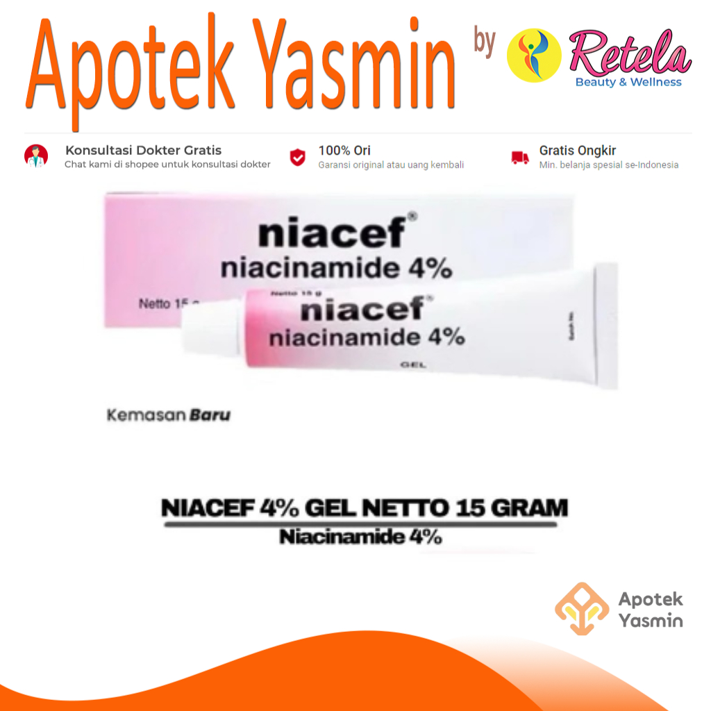 Jual NIACEF 4% GEL TUBE 15GR ACNE | Shopee Indonesia