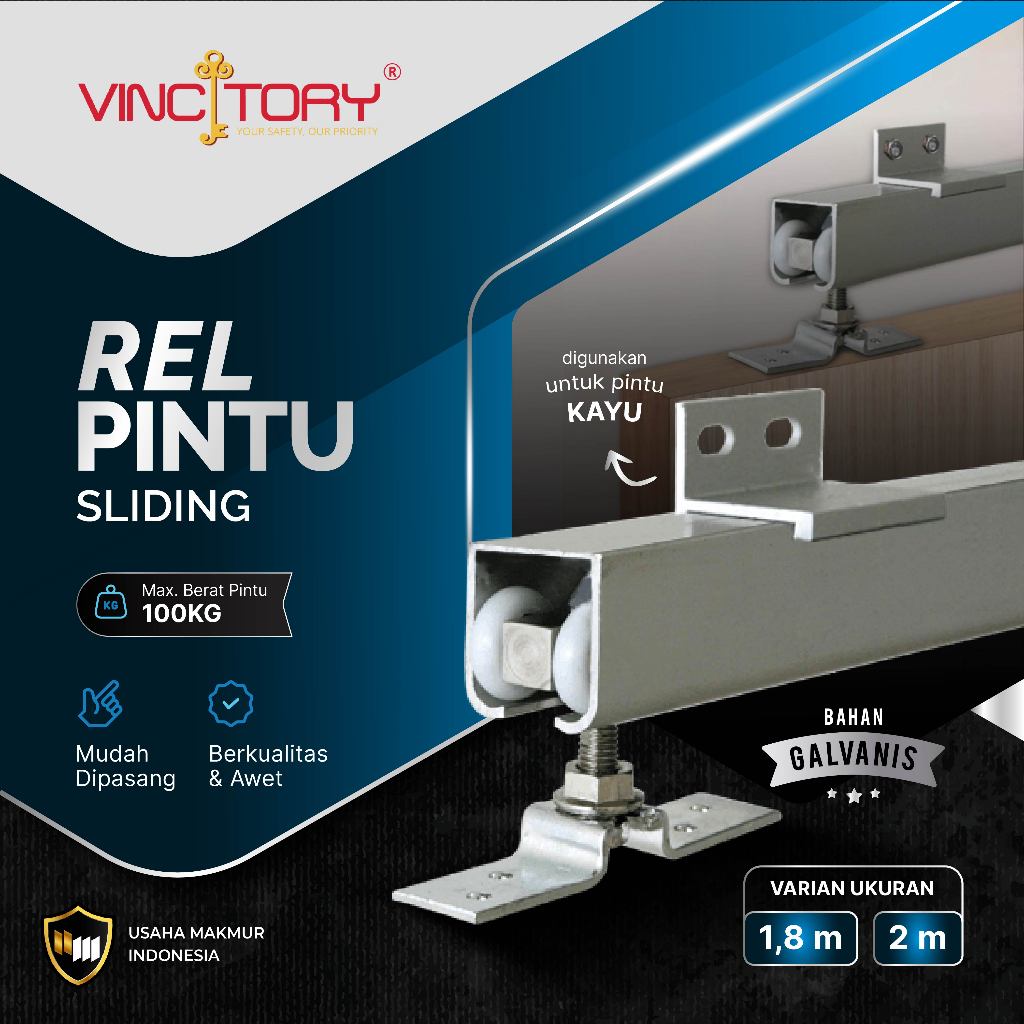 Jual VINCITORY Rel pintu geser sliding Rel Pintu Dorong 2 meter | Rel ...