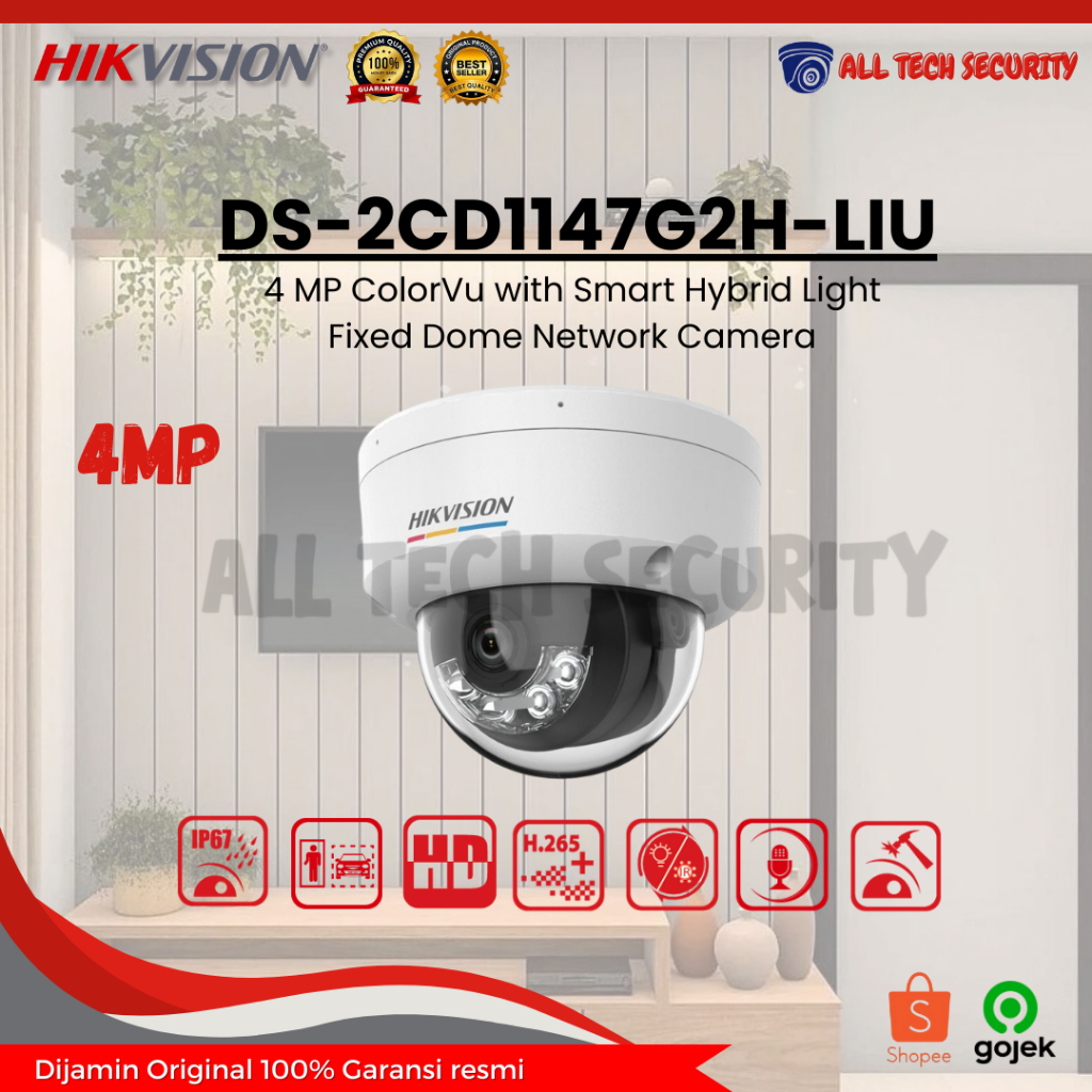 Jual Hikvision DS-2CD1147G2H-LIU 4 MP ColorVu with Smart Hybrid Light Fixed Dome Network Camera ...