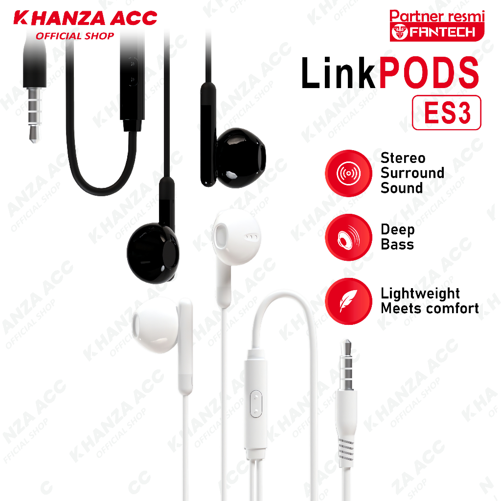 Jual FANTECH ES3 LINKPODS Wired Earbuds Earphone Half In Ear | Shopee ...