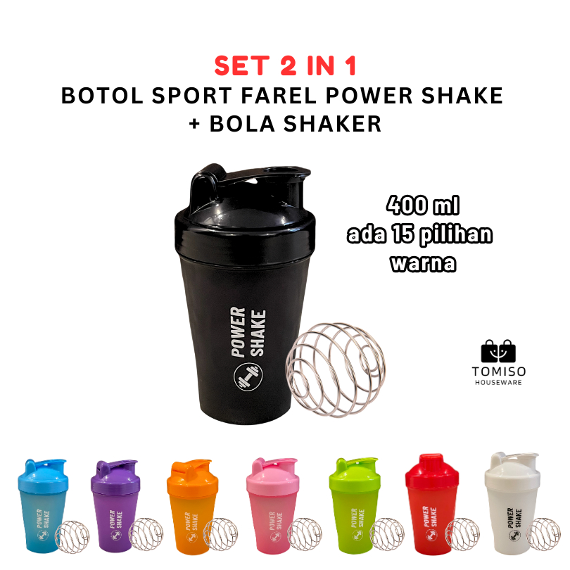 Jual Set 2in1 Botol Sport Farel PowerShake dan Bola Shaker | Botol ...