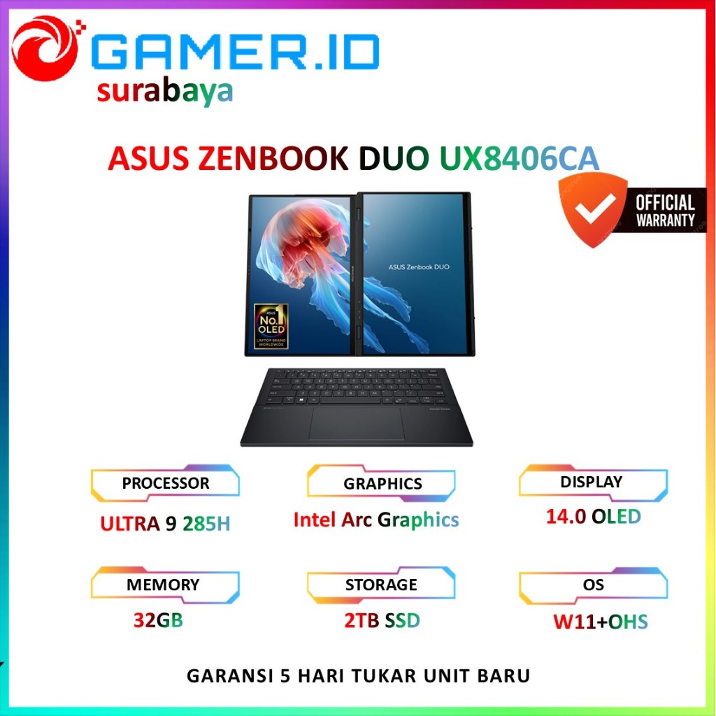 Jual ASUS ZENBOOK DUO UX8406CA OLED TOUCH CORE ULTRA 9 285H 32GB 2TB 14 ...