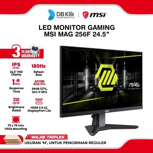 Jual MSI LED Monitor Gaming MAG 256F 25" IPS FHD 180Hz 1ms Adaptive ...
