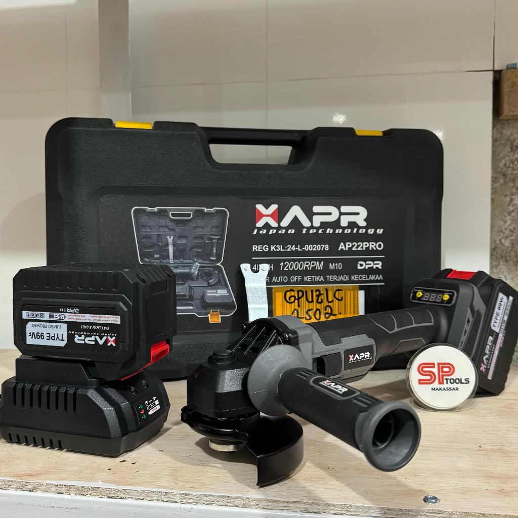 Jual MESIN GERINDA GURINDA CORDLESS BATERAI CAS 4" 4 INCH APR AP22PRO ...