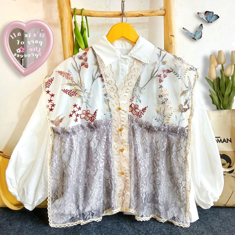 Jual BLOUSE INNER OUTER SET BRUKAT ( sudah dengan kemeja ) | Shopee ...
