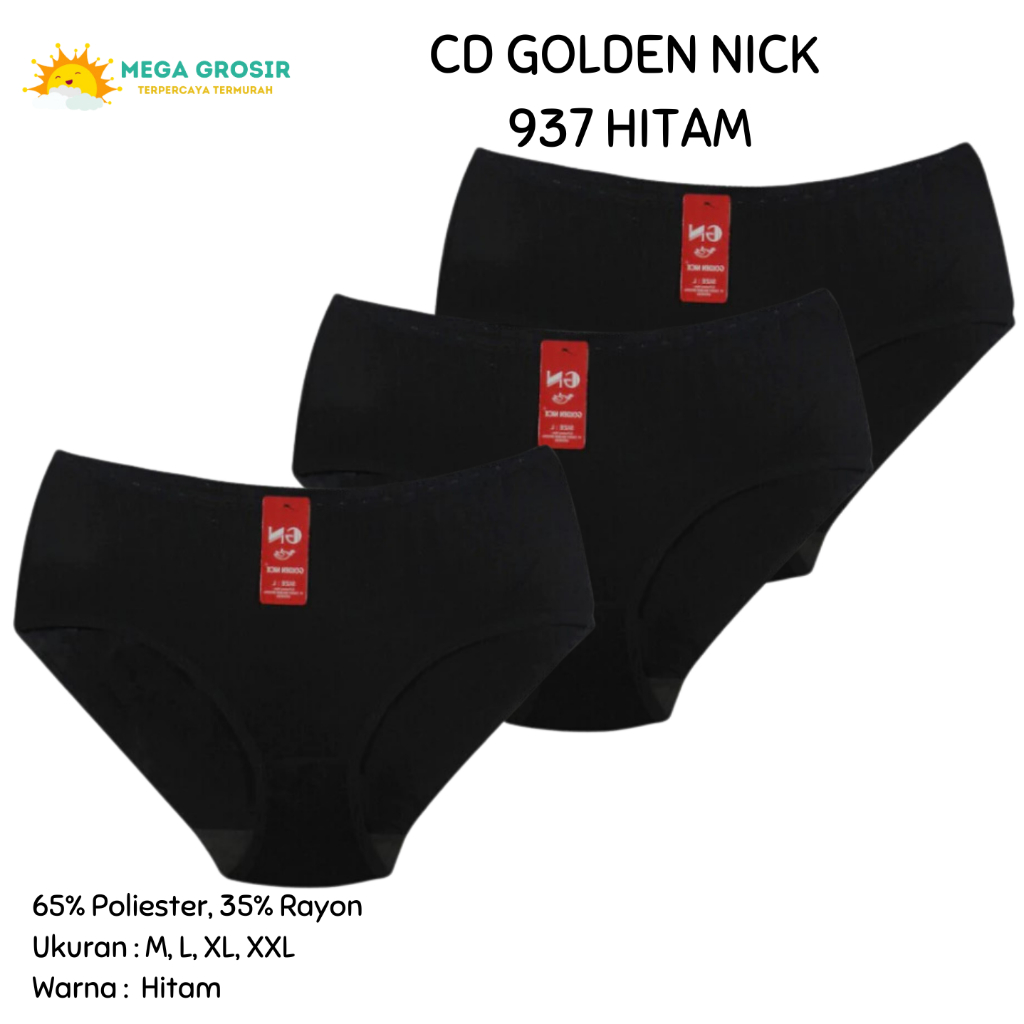 Jual [ISI 3] CD Wanita GOLDEN NICK 936 939 937 Hitam & Warna Tua Katun ...