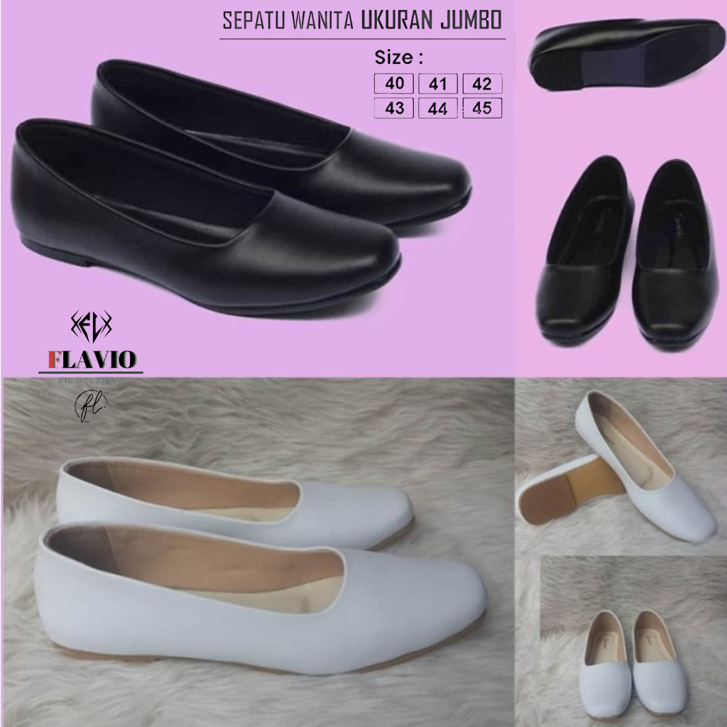 Jual ORIGINAL FLATSHOES - No 40 41 42 43 44 45 | Sepatu Pantofel Formal Kerja Wanita Kulit Big ...