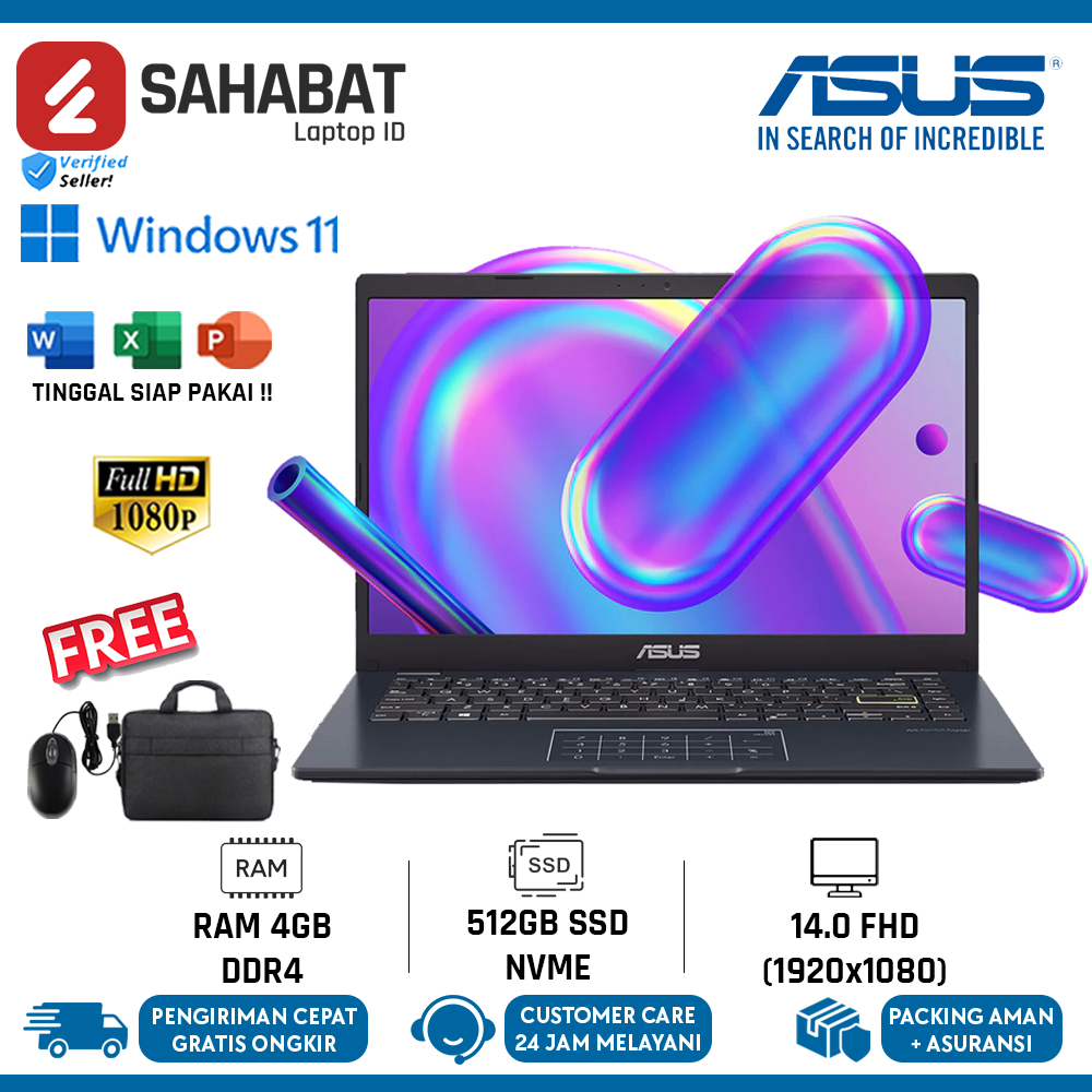 Jual Laptop asus vivobook 14 L410MA intel core N4020 Ram 16gb 512gb ssd ...