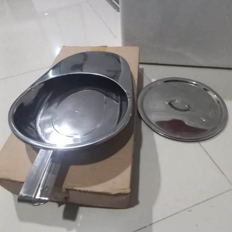 Jual Pispot Medis Stickpan Dewasa + Tutup / Pispot Sodok BAB Stainless ...