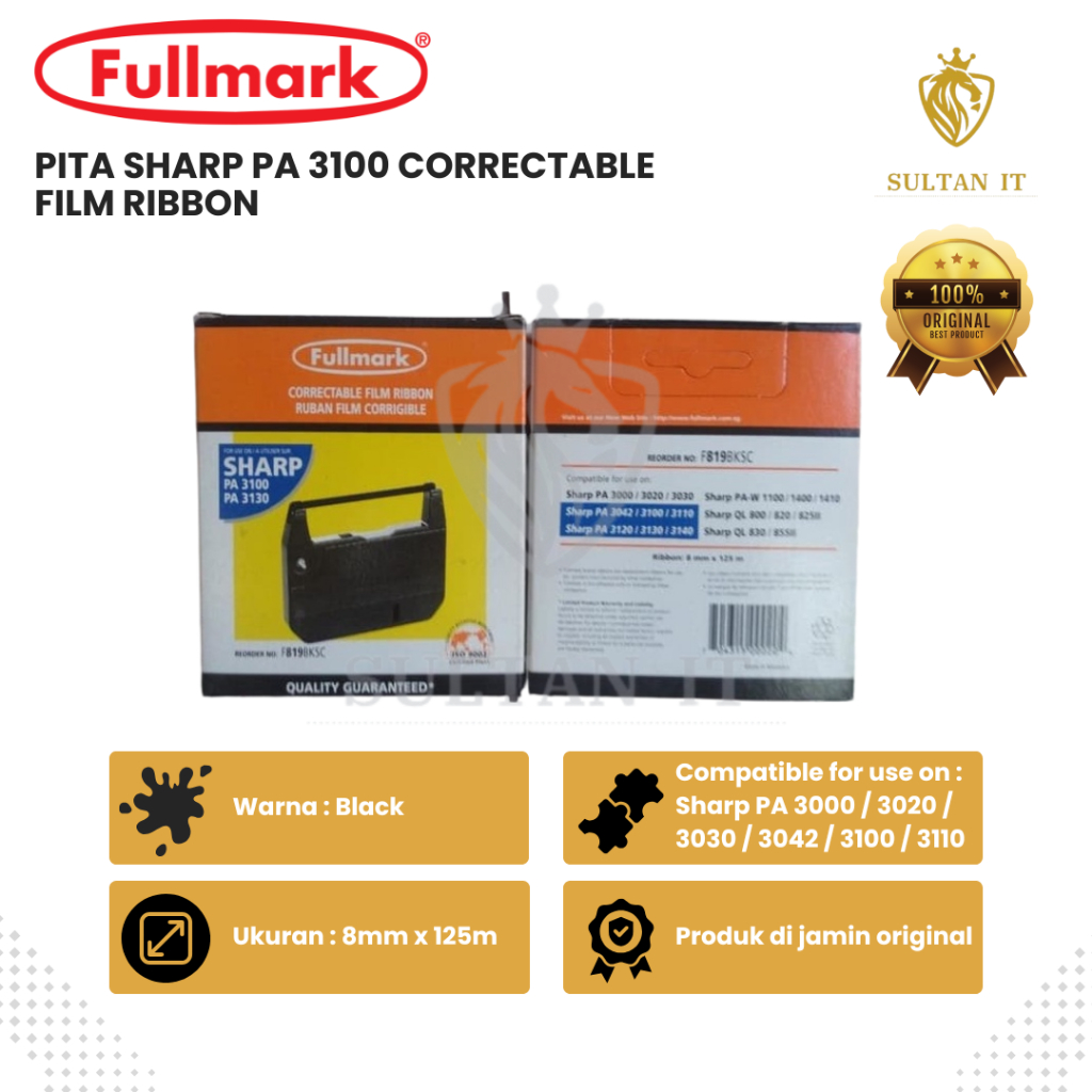 Jual Fullmark PA 3100 Pita Sharp Ribbon Original Correctable Film Pita ...