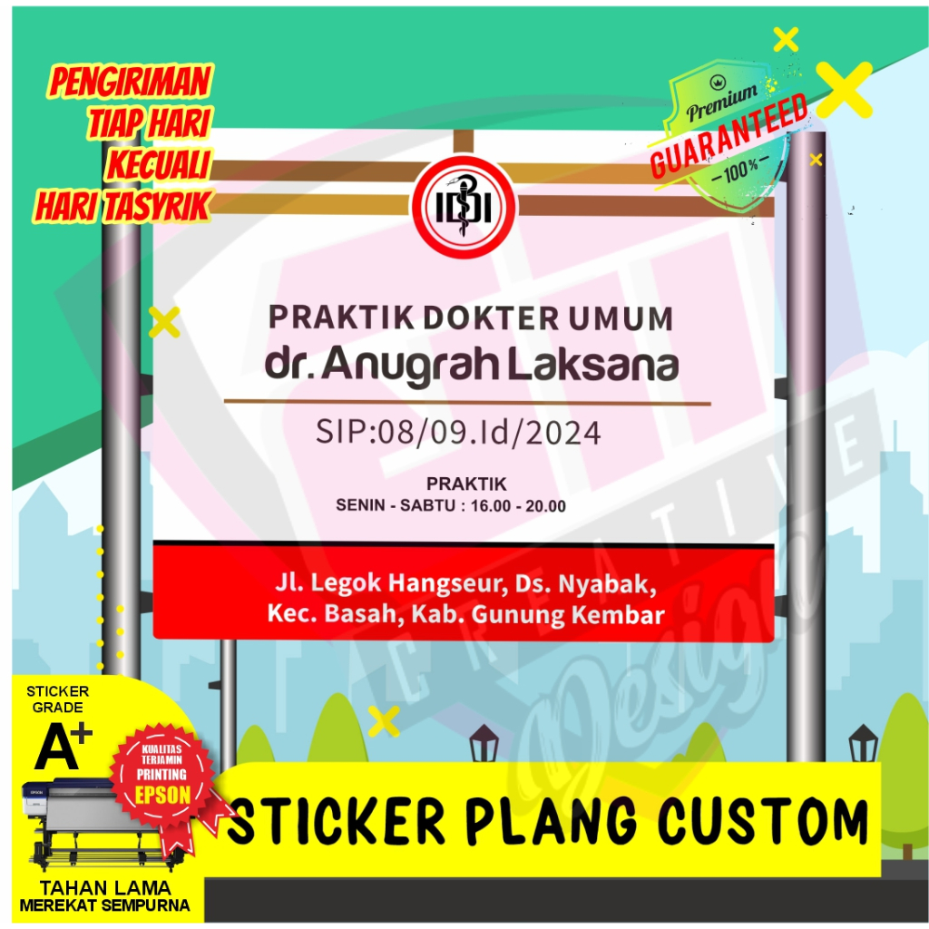 Jual sticker stiker custom printing plang papan nama sekolah yayasan ...