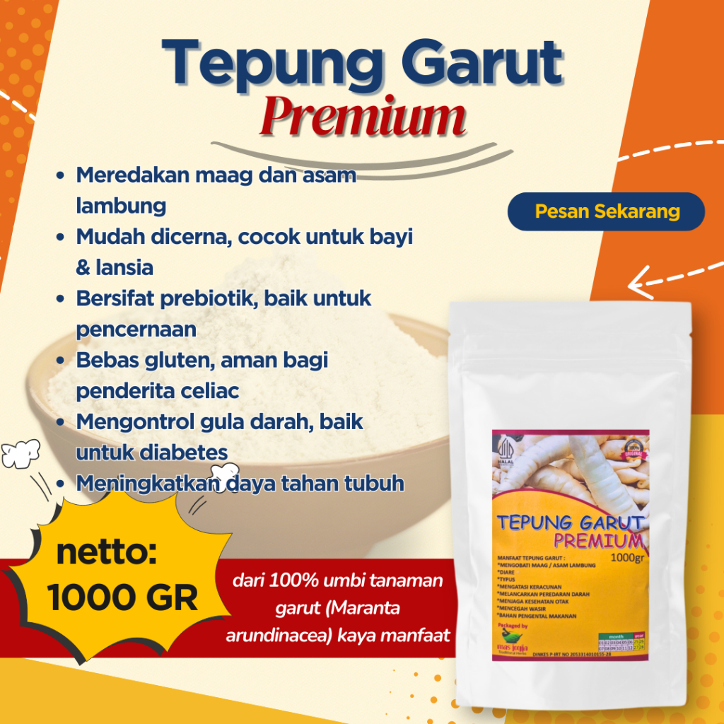 Jual TEPUNG GARUT PREMIUM PATI IRUT, PATI GARUT BUBUR ASAM LAMBUNG MAAG ...