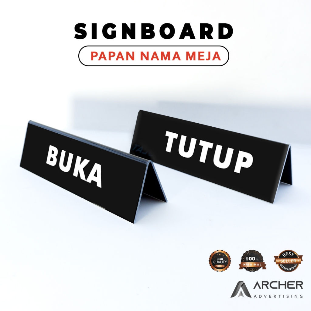 Jual PAPAN NAMA MEJA / SIGN BOARD / BUKA / TUTUP / AKRILIK | Shopee ...