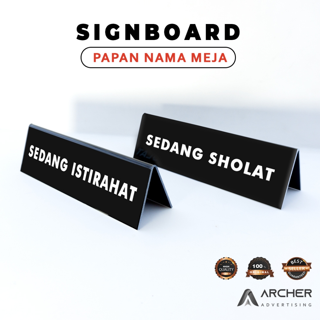 Jual PAPAN NAMA MEJA / SIGN BOARD / SEDANG SHOLAT / SEDANG ISTIRAHAT ...