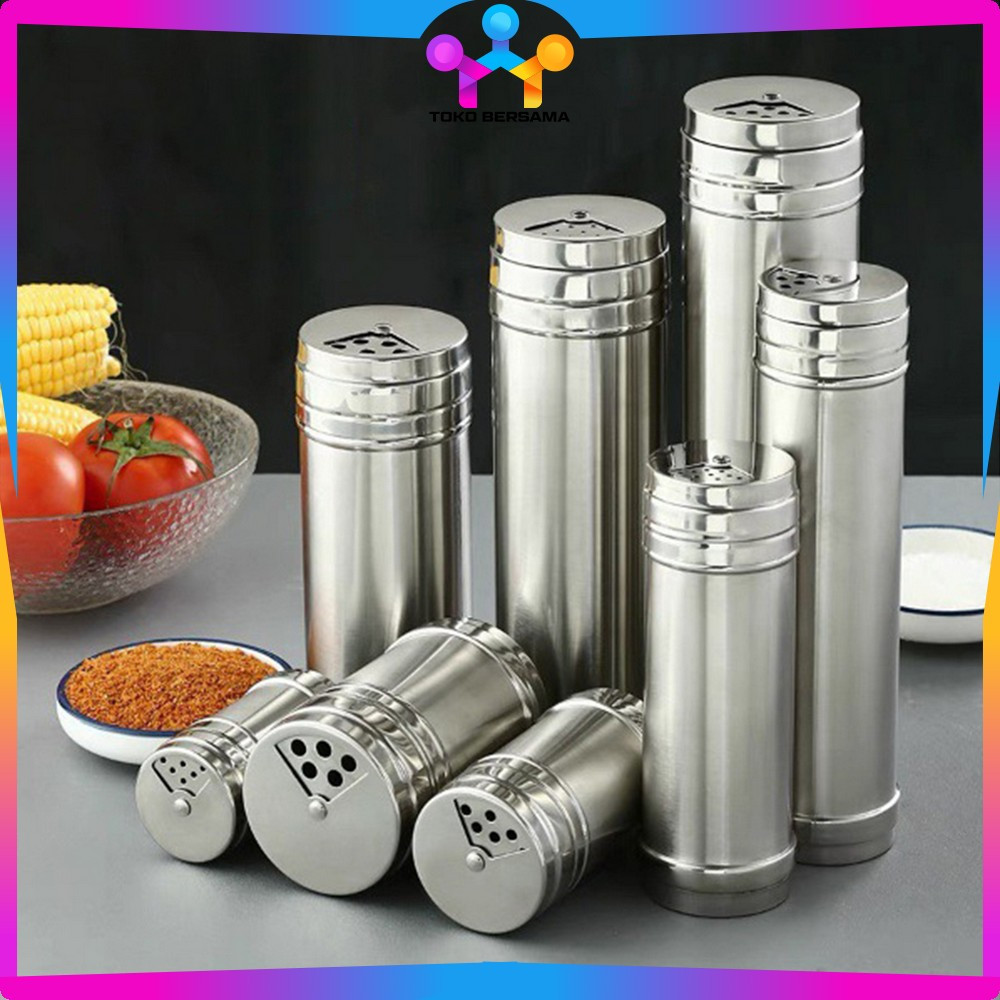 Jual Tempat Bumbu Dapur Stainless Tempat Merica Gula Tutup Putar ...