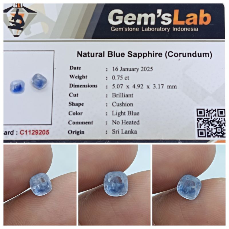Jual Natural Top Blue sapphire Ceylon mini 0,75ct memo GLI Safir ...