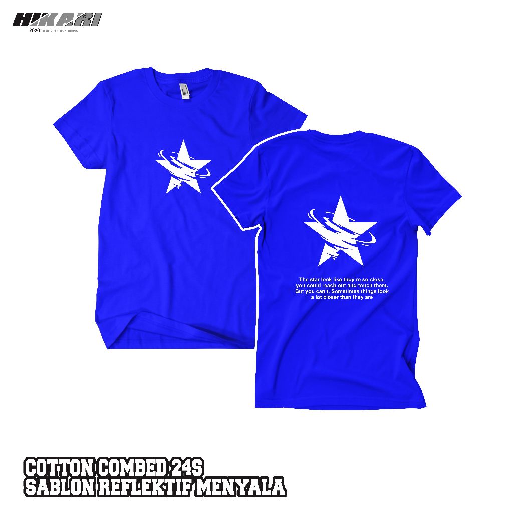 Jual T SHIRT STAR VOL. 1 | KAOS STAR BIRU BENHUR REFLEKTIF MENYALA ...