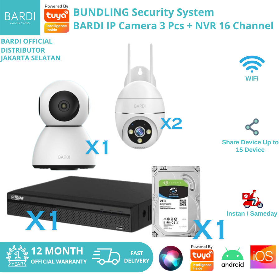 Jual Paket Bundling Security Pack 3 Bardi IP Camera Onvif + NVR 4 ...