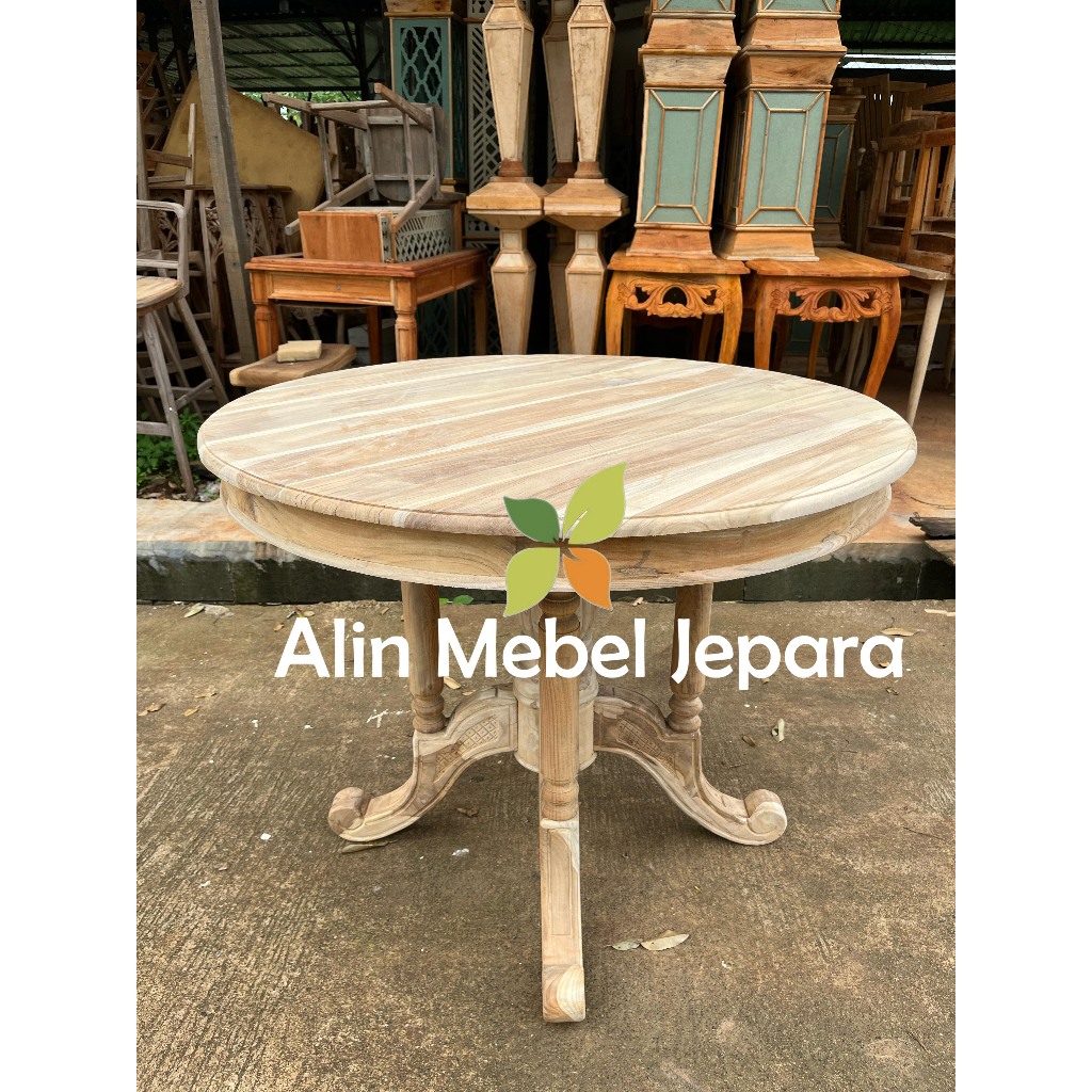 Jual Meja makan bulat besar, Meja makan kayu Jati | Shopee Indonesia