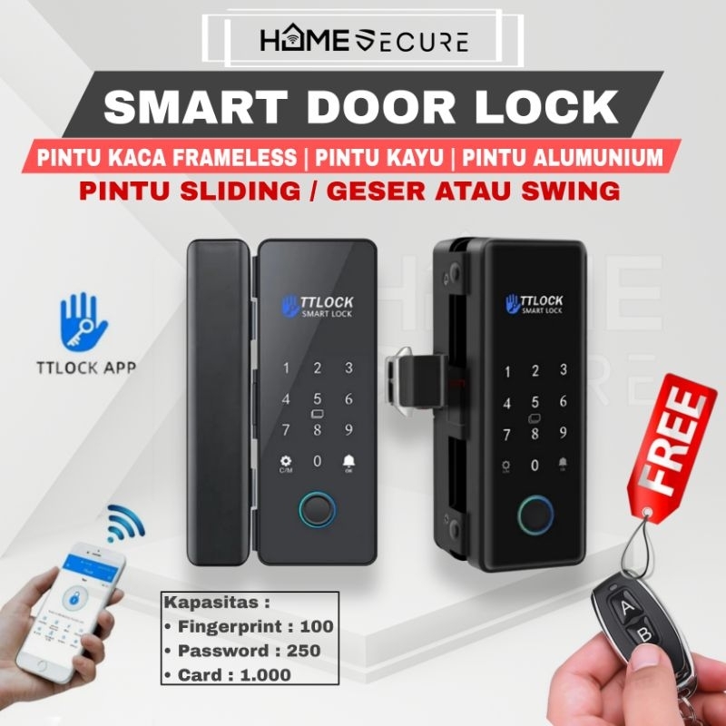 Jual Smart door lock HS-TTLOCK smartlock untuk pintu geser Kunci pintu digital untuk pintu kaca ...