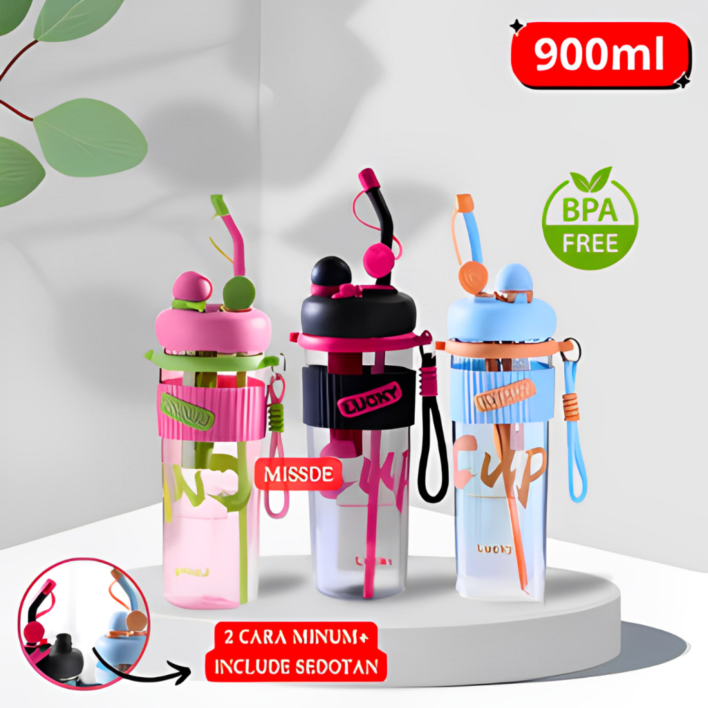 Jual Botol Minum Infused Water 900ml 2in1 / Botol Bening Aesthetic ...