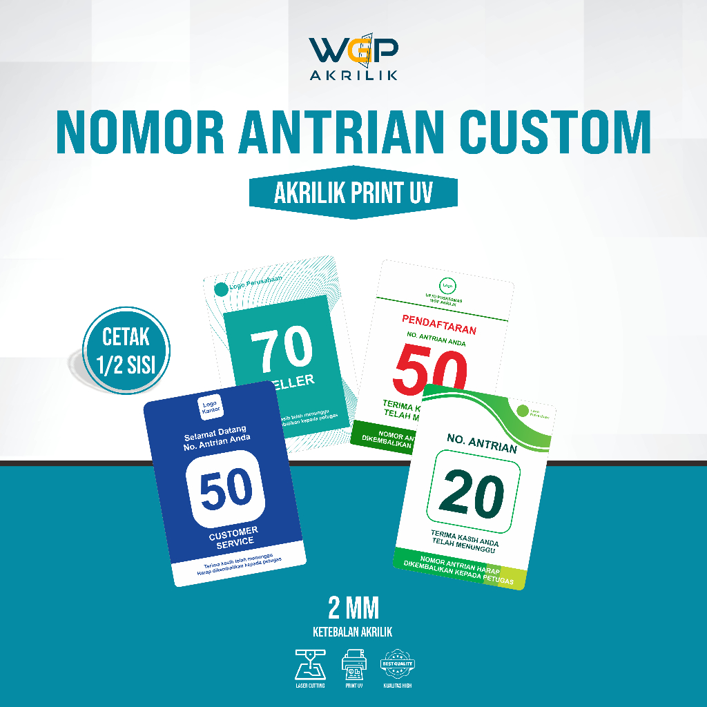 Jual Nomor Antrian Custom Akrilik Design Custom Print UV Good Quality ...
