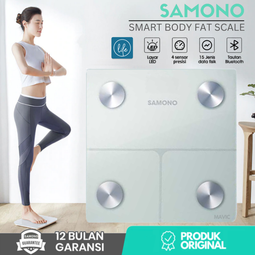 Jual SAMONO Timbangan Badan Digital LED Body Fat Scale 15 Jenis Data ...
