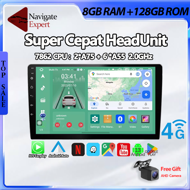 Jual 8Core 8+128GB Head Unit Android13 UIS7862 CPU Cortex-A75 Top-Chips Headunit Mobil Built-in ...