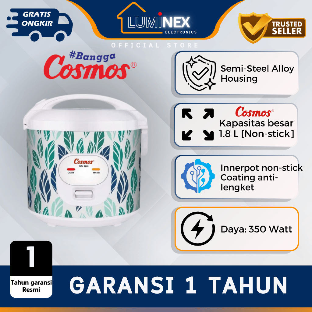 Jual Magic Com Rice cooker Cosmos CRJ 323 S 1.8 Liter | Shopee Indonesia
