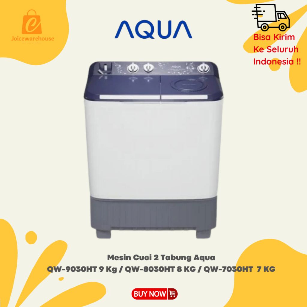 Jual Mesin Cuci 2 Tabung Aqua QW-9030HT 9 Kg / QW-8030HT 8 KG / QW ...
