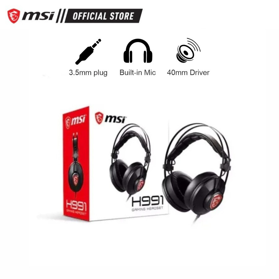 Jual MSI HEADSET H991 GAMING HEADSET BUILT IN MIC NOISE CANCELLING ...
