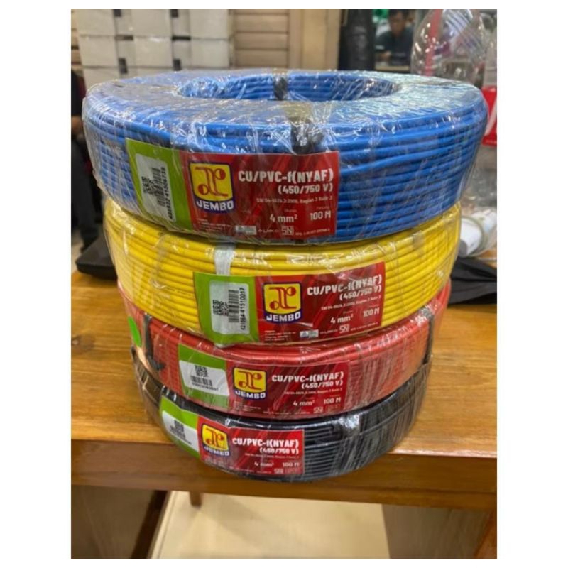 Jual Kabel Jembo NYAF 4mm Serabut Panjang 100 Meter Warna Merah Kuning Biru Hitam | Shopee Indonesia