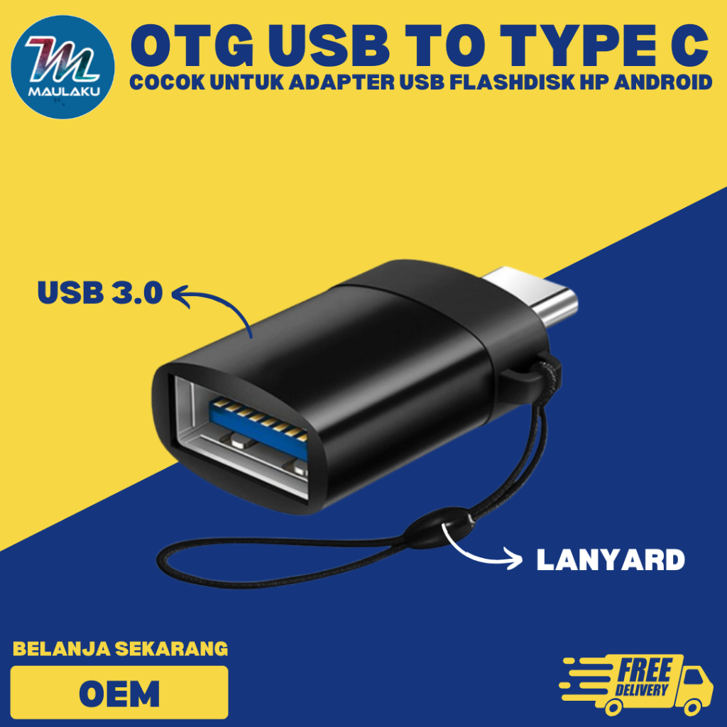 Jual Kabel OTG Adapter USB 3.0 Female to USB Type C Android 5GB/s Speed ...