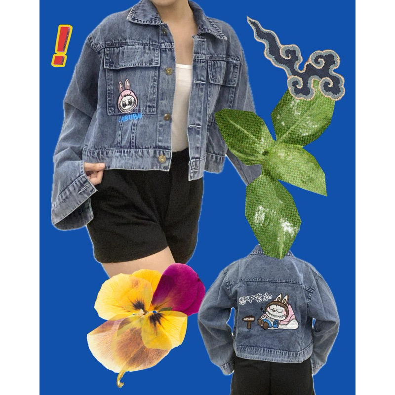 Jual Crop Labubu Denim Jaket Outer Wanita - ALL SIZE | Shopee Indonesia