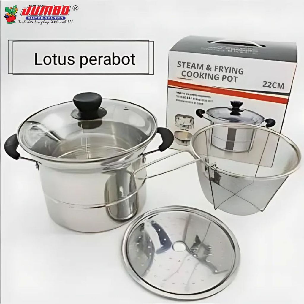 Jual Panci Steam Frying Cooking Pot 22 Cm/Panci Stainless Goreng Kukus ...