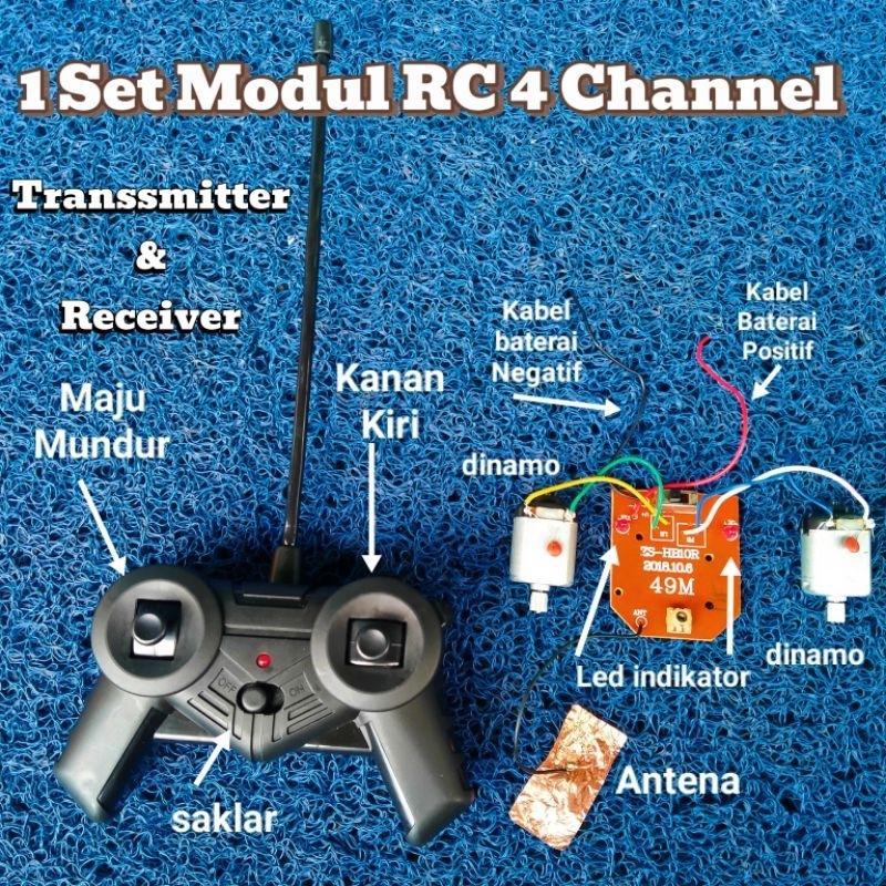 Jual 1 Set Remote Control + Modul + 2Unit Dinamo. Modul RC Transsmitter ...