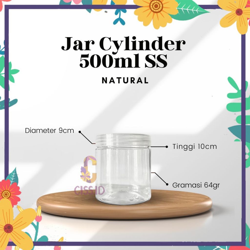 Jual JAR CYLINDER 500ML SS TUTUP NATURAL TEBAL KEMASAN MAKANAN KUE ...
