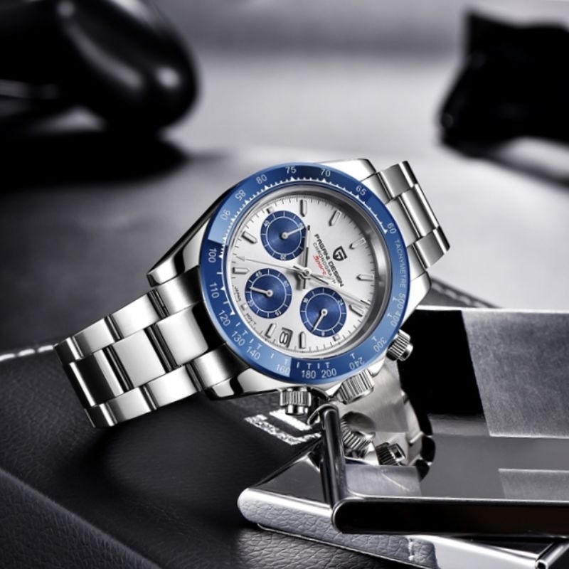 Jual NEW PAGANI DESIGN DAYTONA BLUR SILVER MECAQUARTZ SEIKO VK63 SAFIR ...
