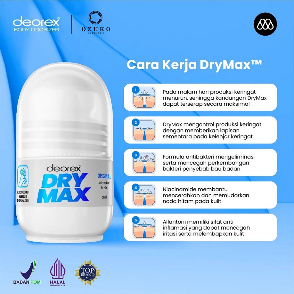 Jual Ozuko DryMax Original - Clinical AntiPerspirant Deodorant Roll on ...