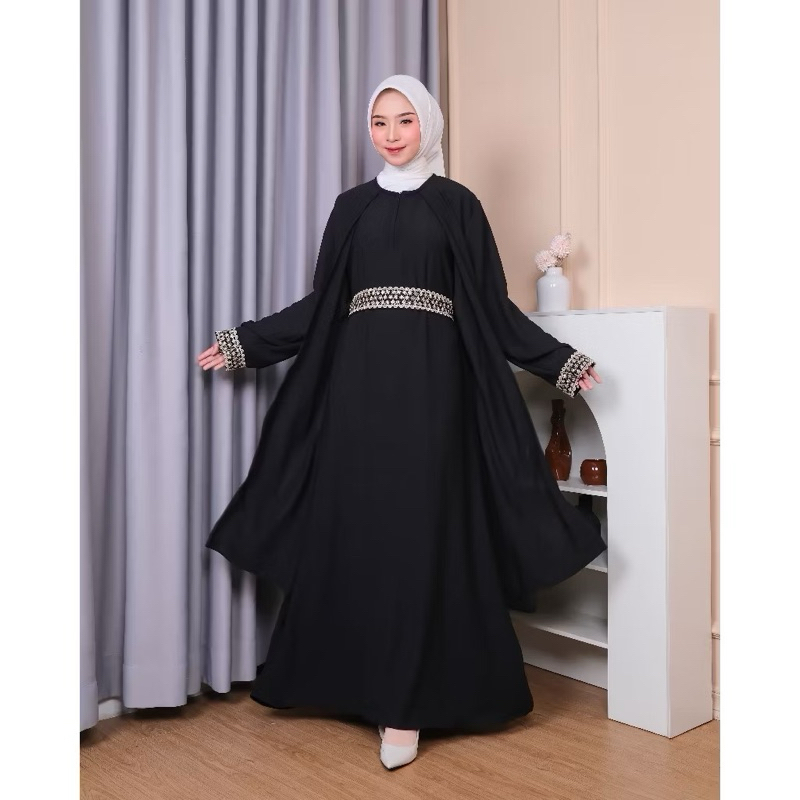 Jual Abaya Ressa - Gamis Muslim Wanita Abaya Turkey Hitam Renda Emas ...