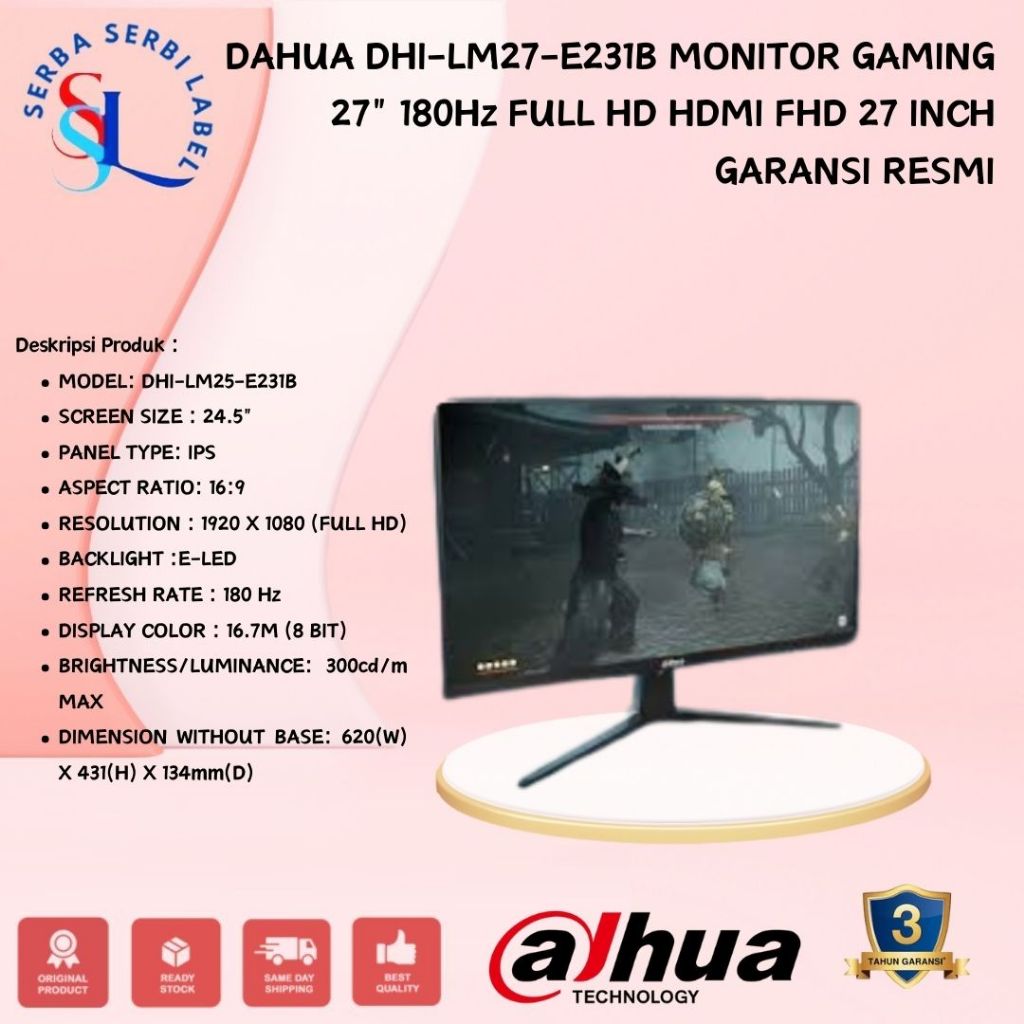 Jual DAHUA DHI-LM27-E231B MONITOR GAMING 27" 180Hz FULL HD HDMI FHD 27 INCH | Shopee Indonesia
