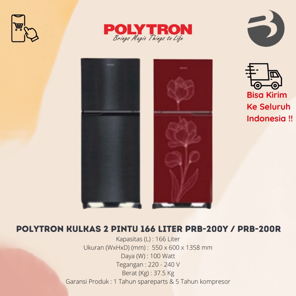 Jual Polytron Kulkas 2 Pintu 166 liter PRB-200Y / PRB-200R | Shopee ...