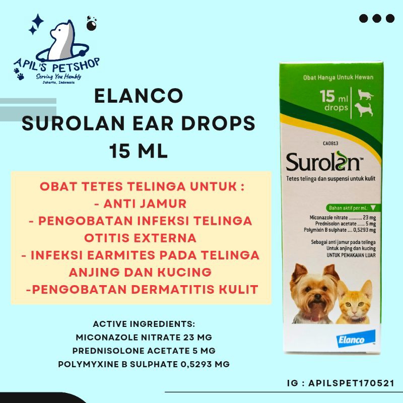 Jual SUROLAN EAR DROPS OBAT TETES TELINGA OTITIS EXTERNA EARMITES ...