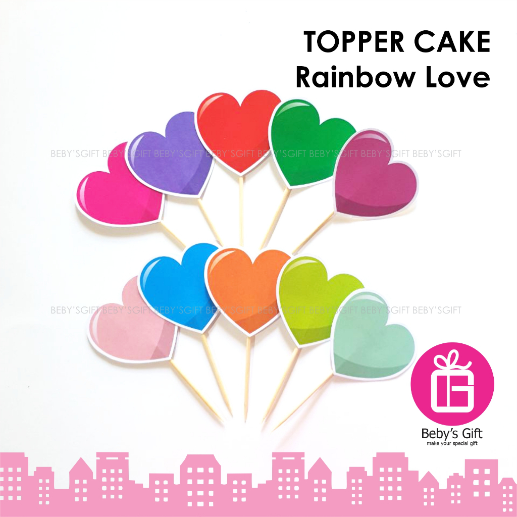 Jual Topper Cake Rainbow Love Hiasan Kue Ulang Tahun | Shopee Indonesia