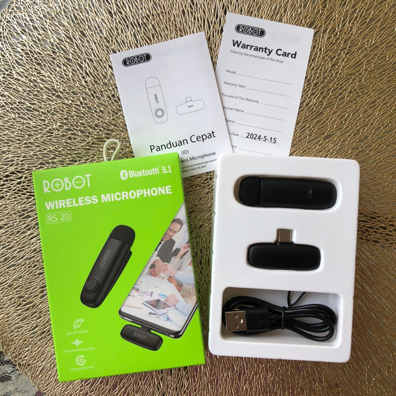 Jual ROBOT RS20 Wireless Microphone Port Type-C Mic Bluetooth Clip Tipe ...