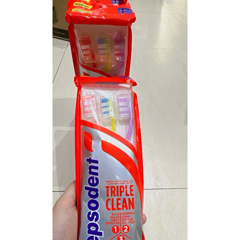 Jual SIKAT GIGI PEPSODENT TRIPLE CLEAN ISI 3 | Shopee Indonesia